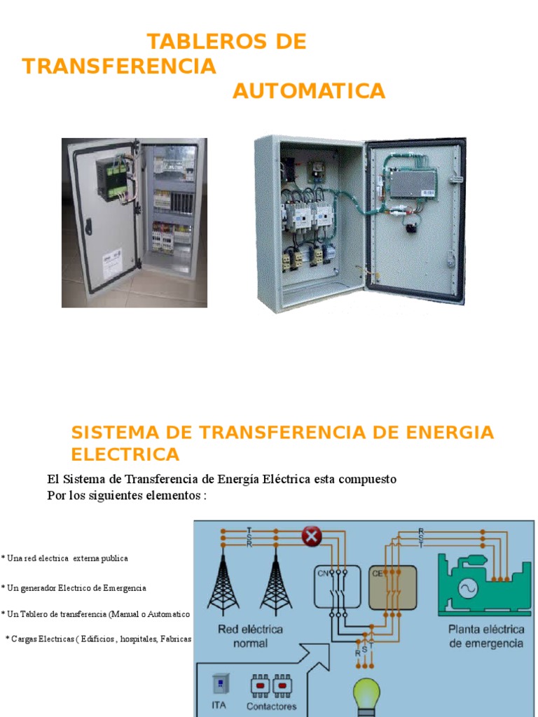 Tema 5 TABLEROS DE TRANSFERENCIA AUTOMATICA 19 Abril 2016.ppt | Equipo eléctrico | Poder (Física ...
