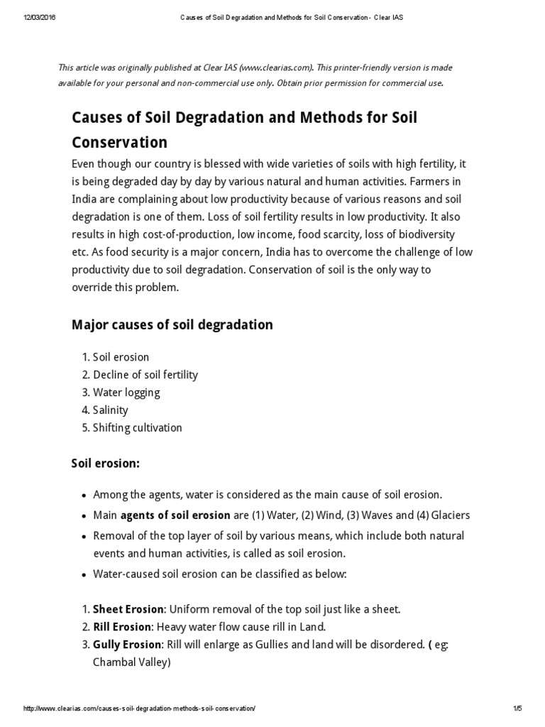 Causes of Soil Degradation and Methods for Soil Conservation | Soil ...