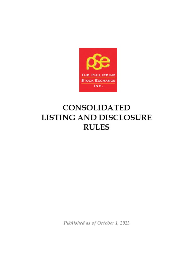 PSE Consolidated Listing Rules Overview | PDF | Securities (Finance ...