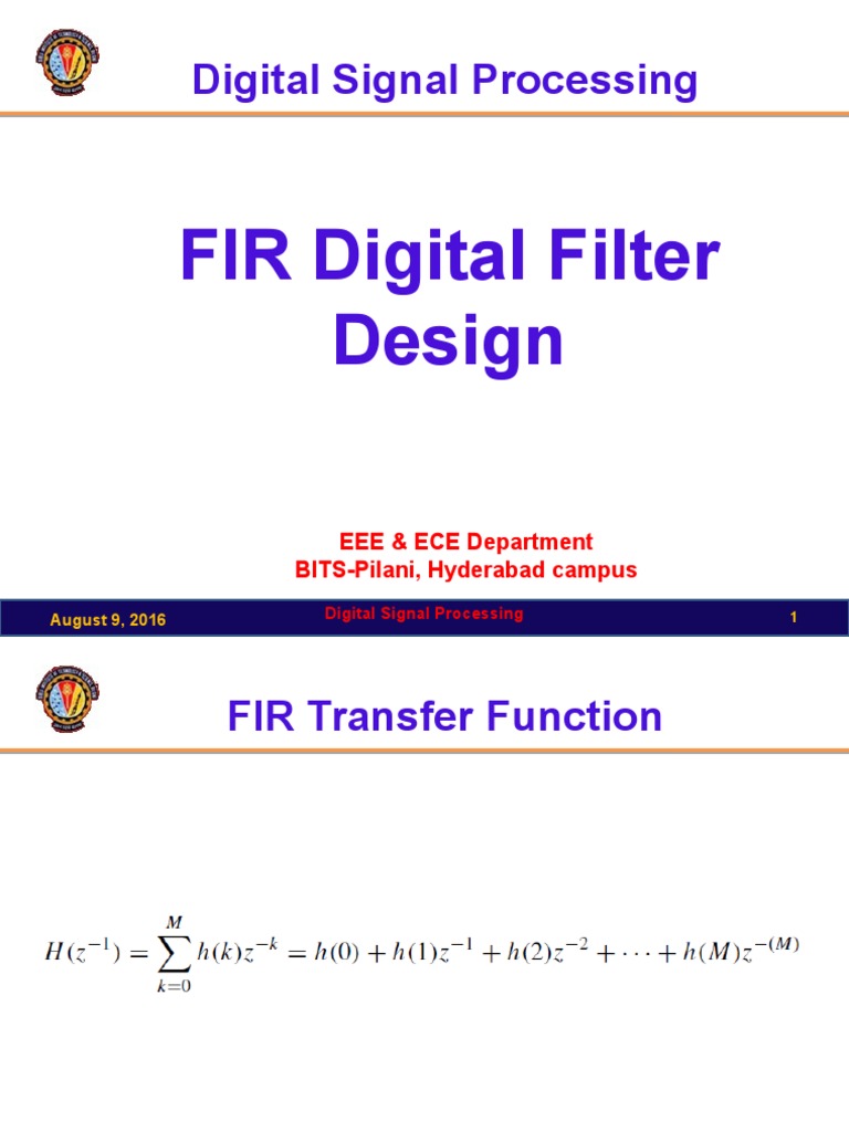 Ch10 - FIr - Filter Design - Structure - Lecture | PDF | Digital Signal ...