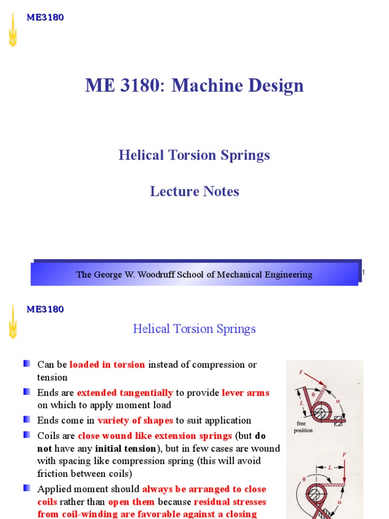 Helical Torsion Spring Design Guide | PDF | Bending | Helix