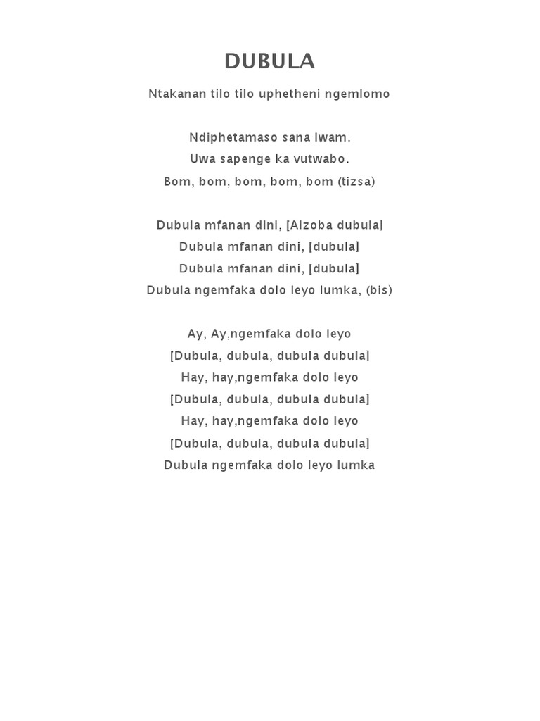 Letra Dubula