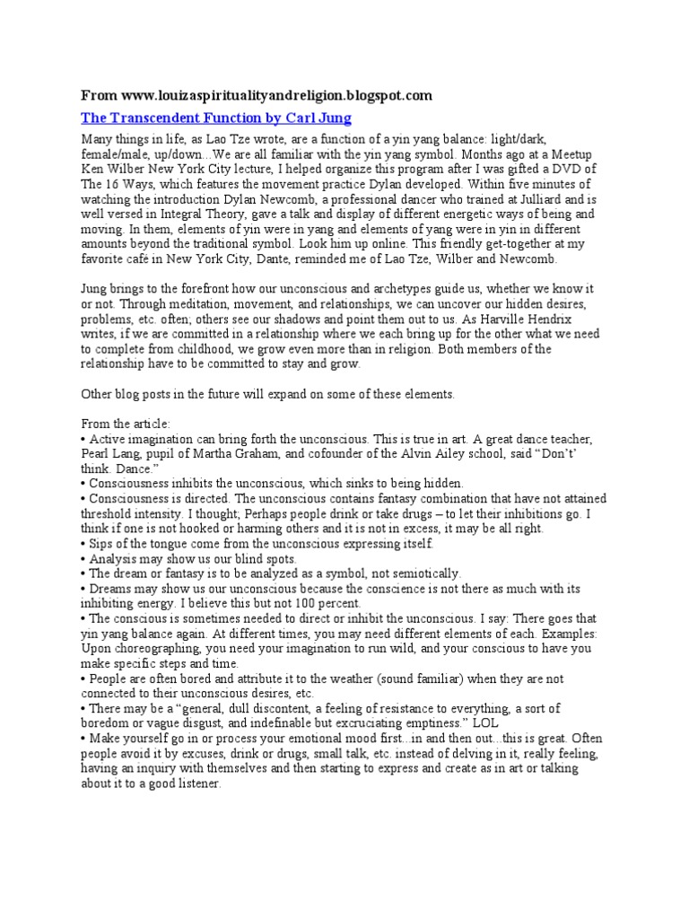 The Transcendent Function by Carl Jung | PDF | Intuition | Consciousness