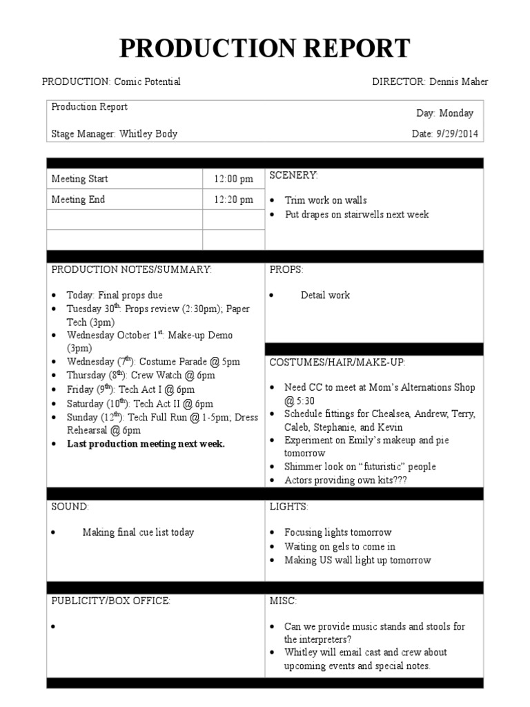 9 29 Production Report | PDF