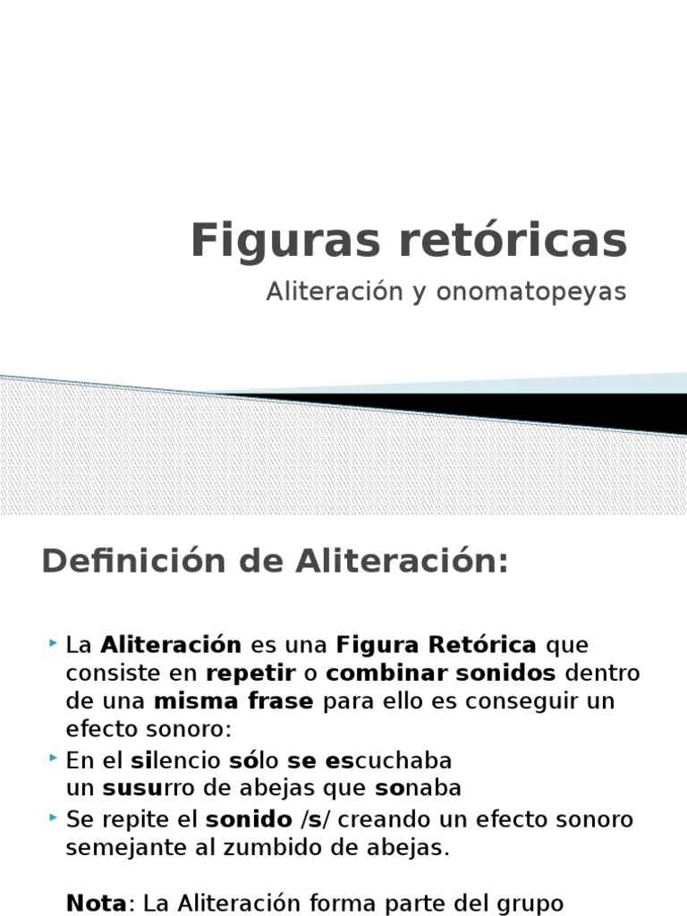 Figuras Retoricas Onomatopeya y Aliteración | PDF | Artes del Lenguaje ...