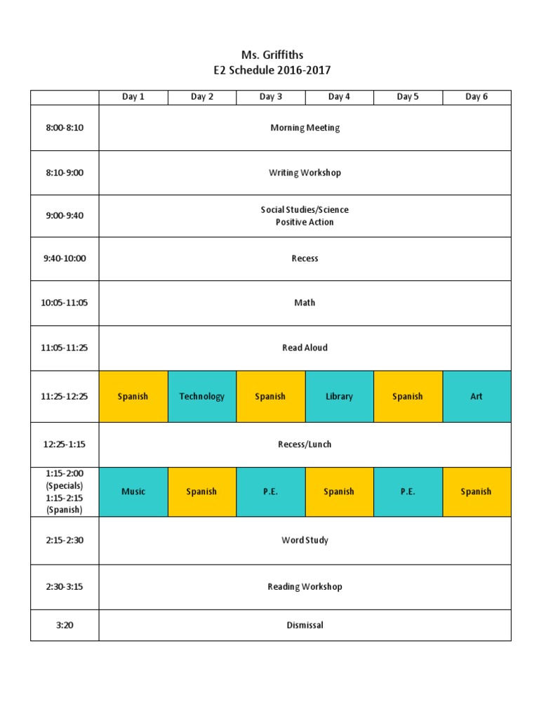 E2 Schedule 2016-2017 | PDF