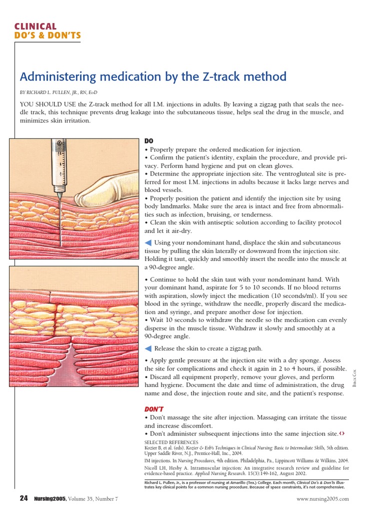Z-Tract Method of Ims | Download Free PDF | Injection (Medicine) | Syringe