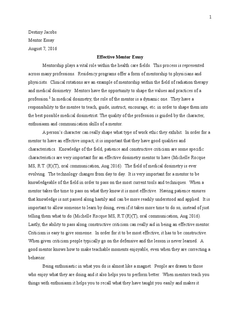 Effective Mentor Essay | PDF | Mentorship | Teachers