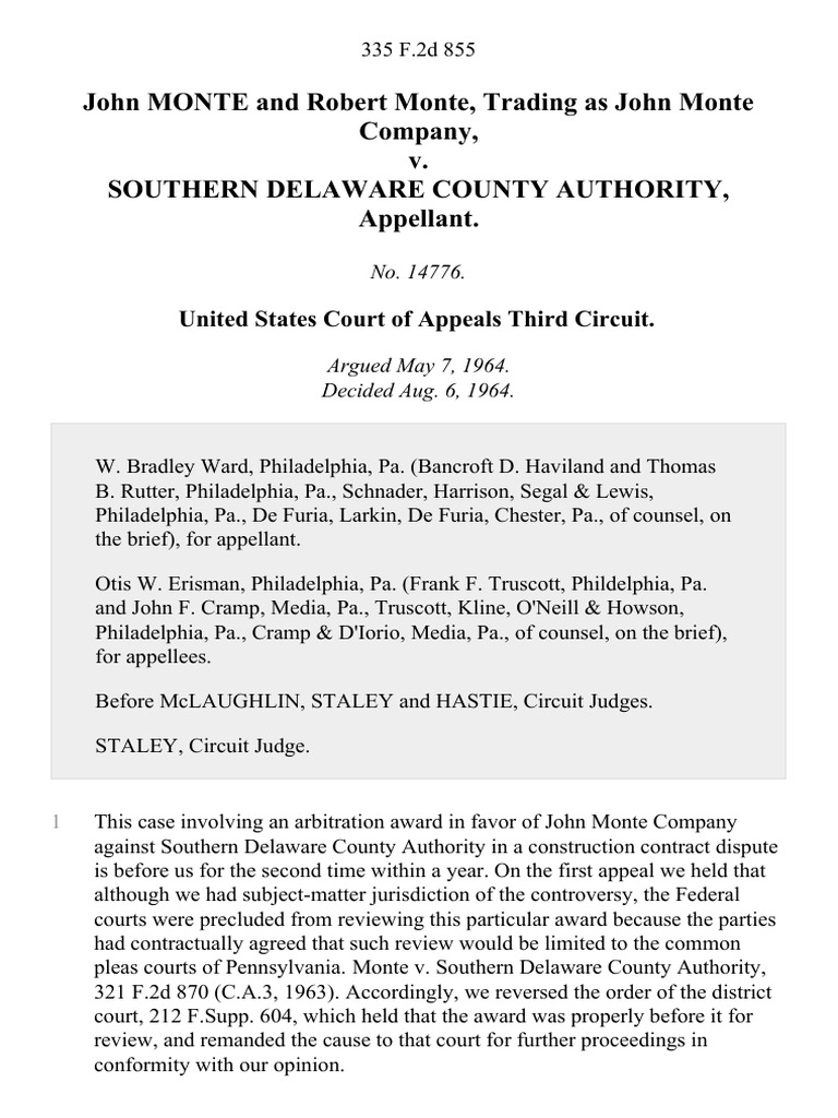 John Monte and Robert Monte, Trading As John Monte Company v. Southern ...