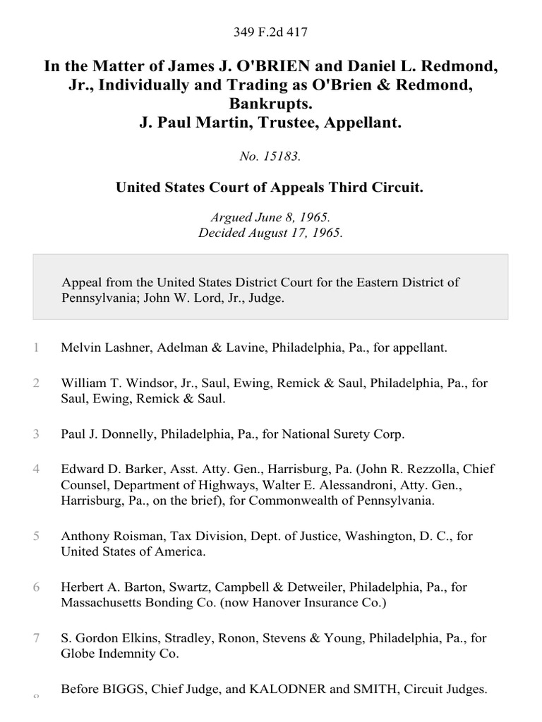 In The Matter of James J. O'Brien and Daniel L. Redmond, JR ...