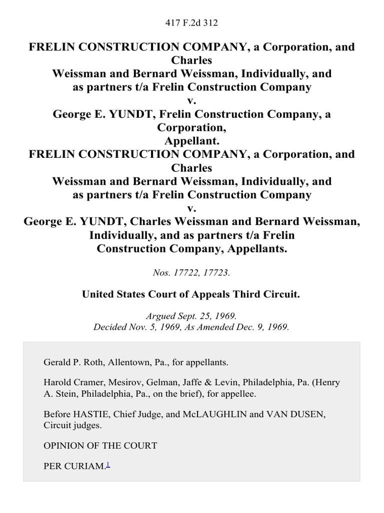 Frelin Construction Co. v. Yundt Appeal | PDF