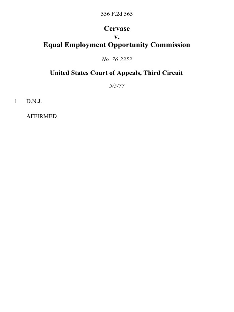 Cervase v. Equal Employment Opportunity Commission, 556 F.2d 565, 3rd ...