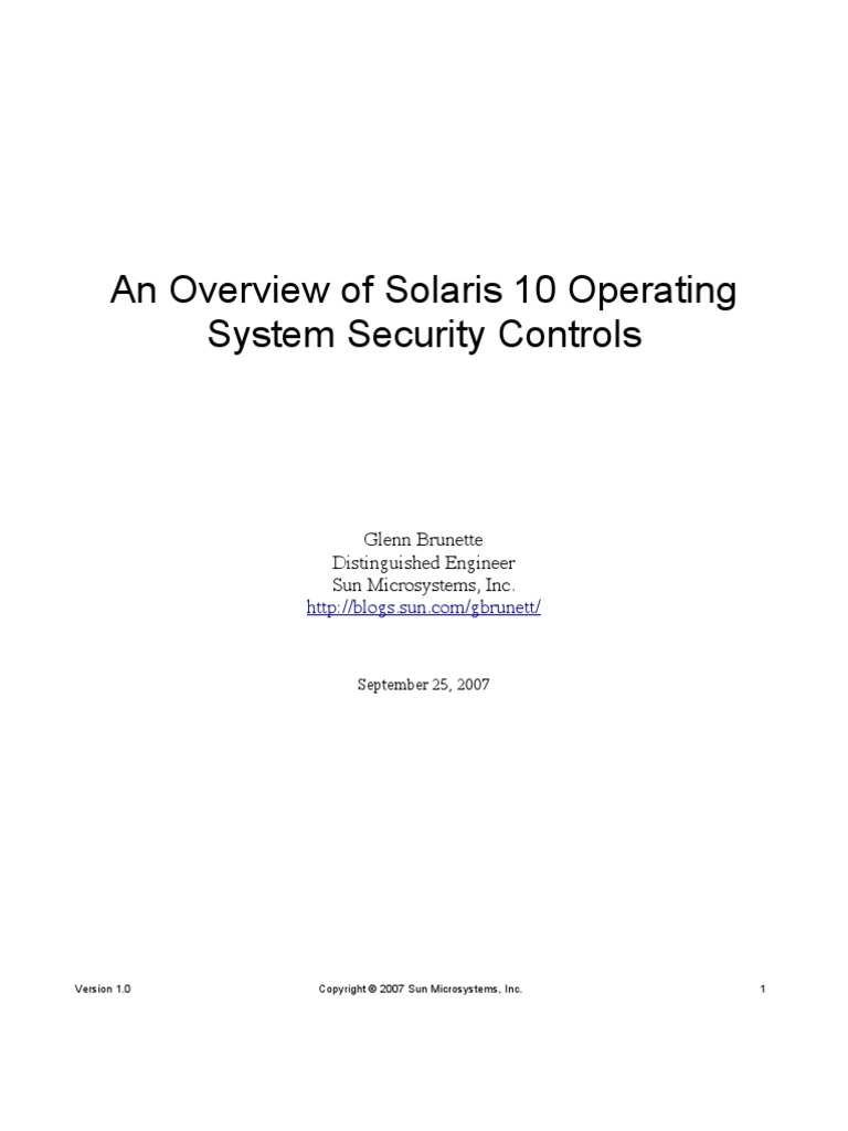 Solaris 10 Overview Of Security Controls Appendix V1 1 Pdf File