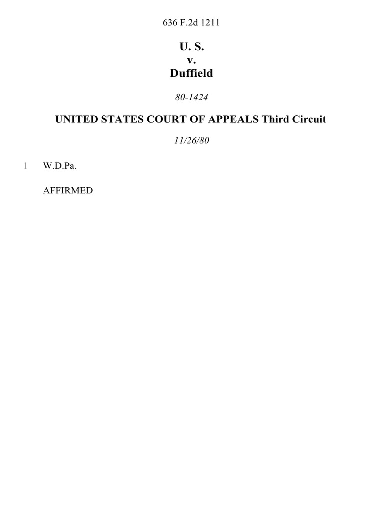 United States v. Duffield, 636 F.2d 1211, 3rd Cir. (1980) | PDF
