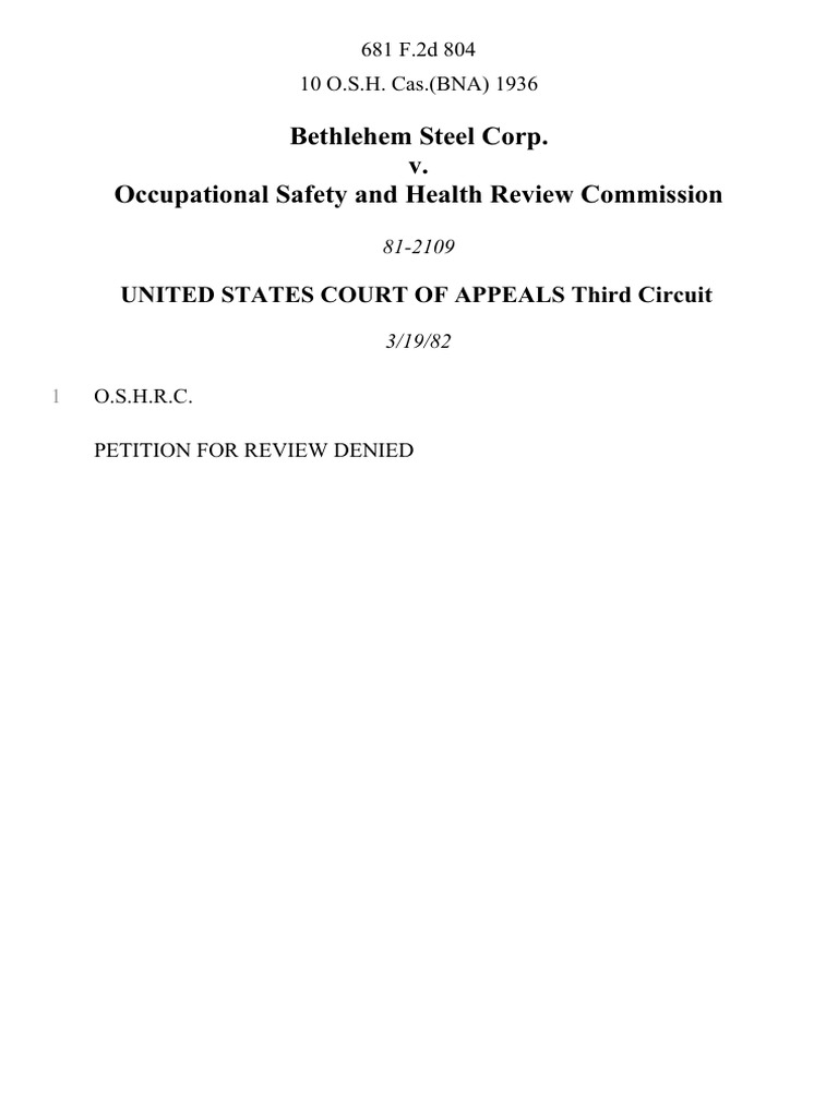 Bethlehem Steel v. OSHRC Ruling | PDF