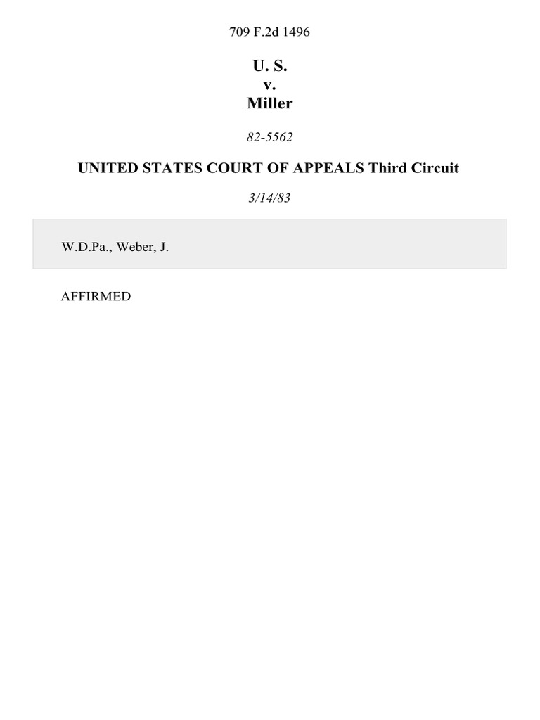 United States v. Miller, 709 F.2d 1496, 3rd Cir. (1983) | PDF