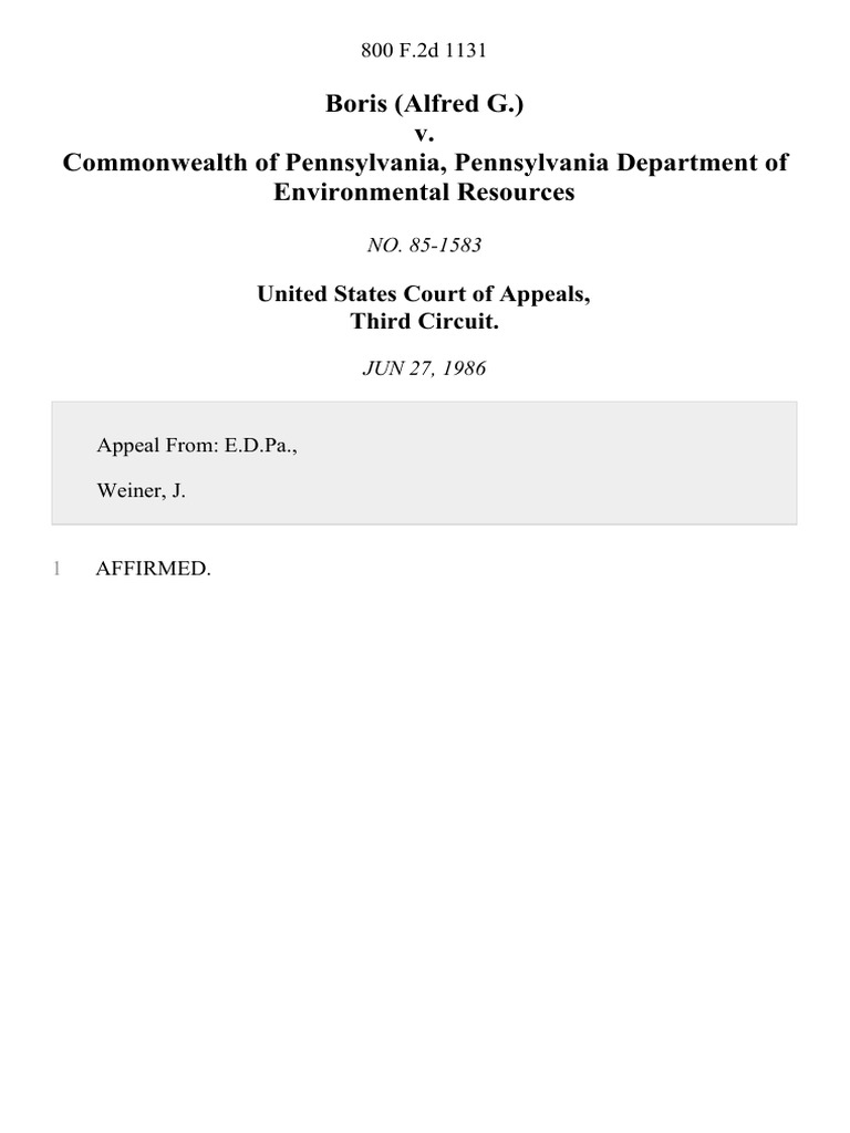 Boris (Alfred G.) v. Commonwealth of Pennsylvania, Pennsylvania Department of Environmental ...