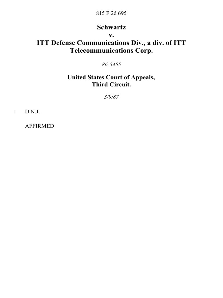 Schwartz v. Itt Defense Communications Div., A Div. of Itt ...