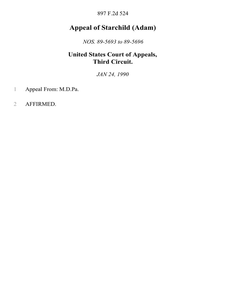 Appeal of Starchild (Adam), 897 F.2d 524, 3rd Cir. (1990) | PDF Appeal of Starchild (Adam), 897 F.2d 524, 3rd Cir. (1990) | PDF