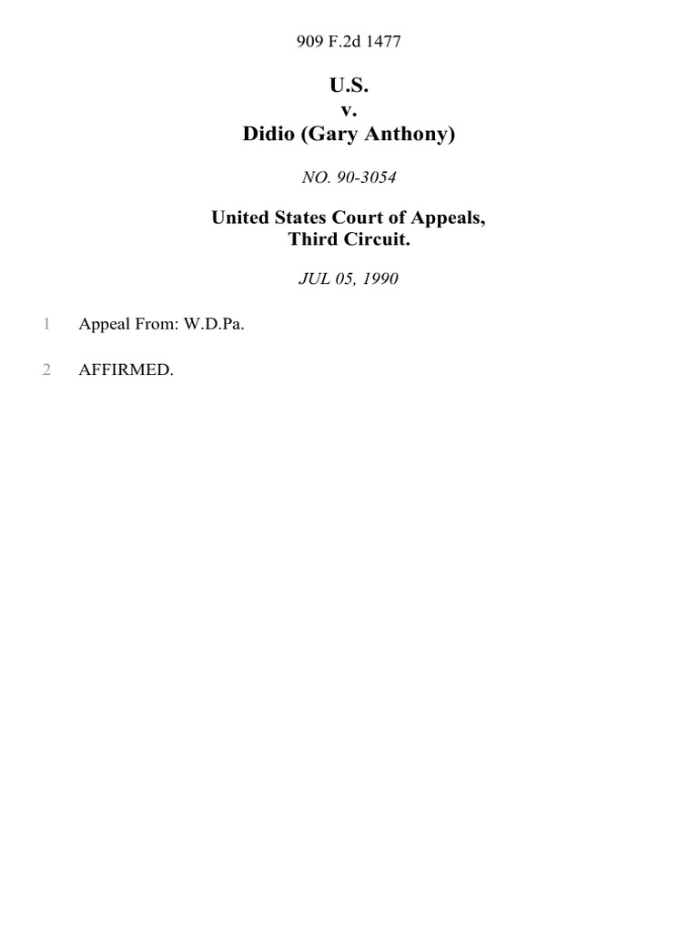 United States v. Didio (Gary Anthony), 909 F.2d 1477, 3rd Cir. (1990 ...