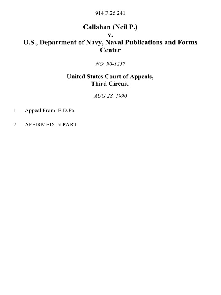 Callahan (Neil P.) v. U.S., Department of Navy, Naval Publications and ...