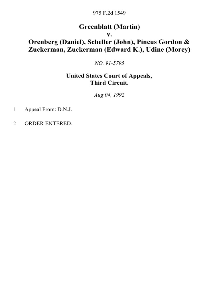 Greenblatt (Martin) v. Orenberg (Daniel), Scheller (John), Pincus ...