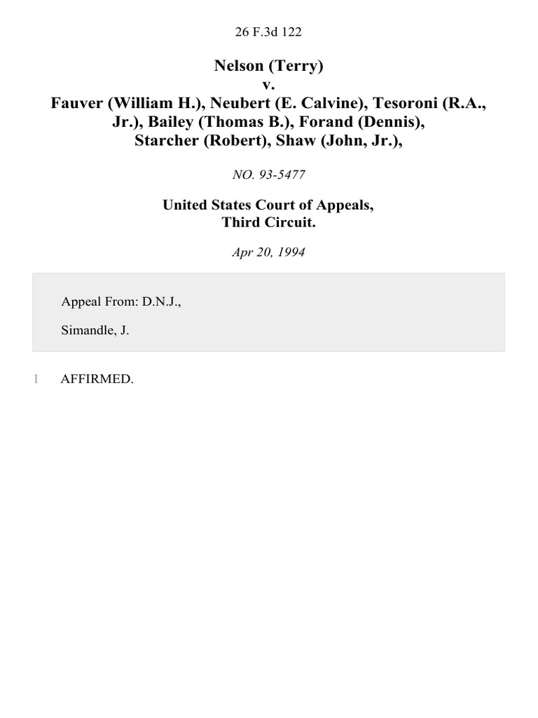 Nelson (Terry) v. Fauver (William H.), Neubert (E. Calvine), Tesoroni ...