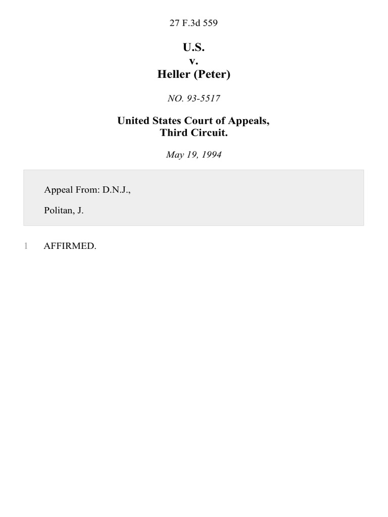 United States v. Heller (Peter), 27 F.3d 559, 3rd Cir. (1994) | PDF