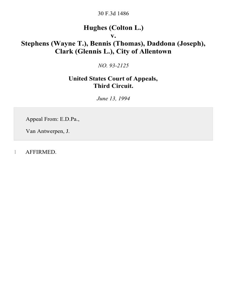 Hughes (Colton L.) v. Stephens (Wayne T.), Bennis (Thomas), Daddona ...
