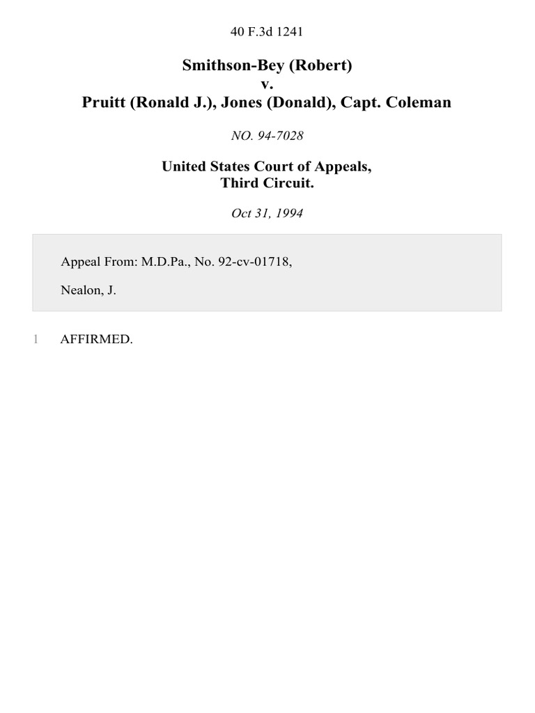 Smithson-Bey (Robert) v. Pruitt (Ronald J.), Jones (Donald), Capt ...
