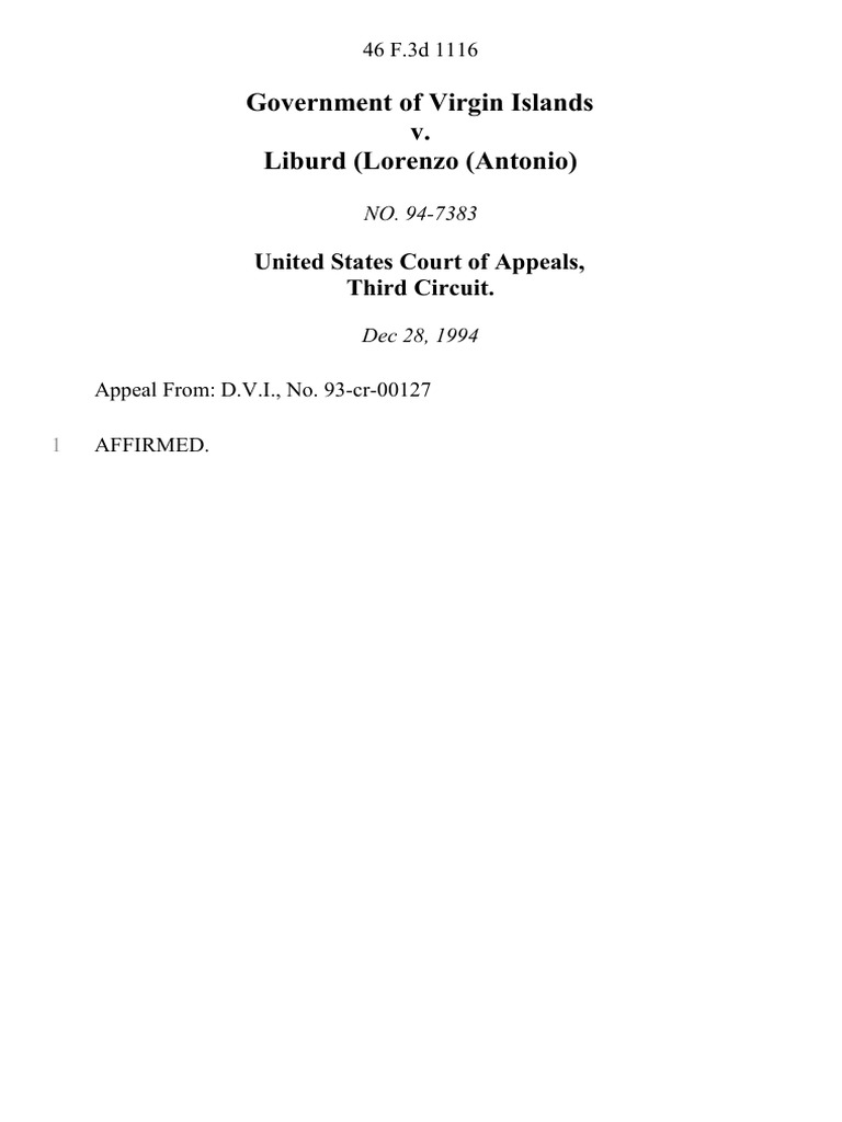 Government of Virgin Islands v. Liburd (Lorenzo (Antonio), 46 F.3d 1116 ...