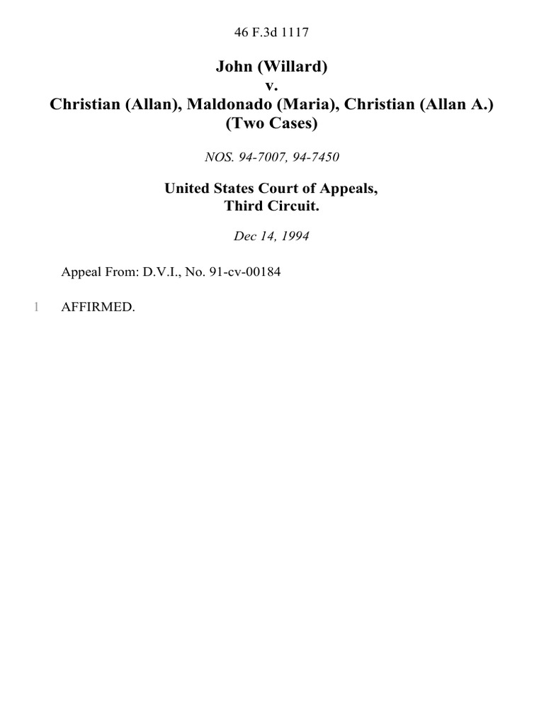 John (Willard) v. Christian (Allan), Maldonado (Maria), Christian ...