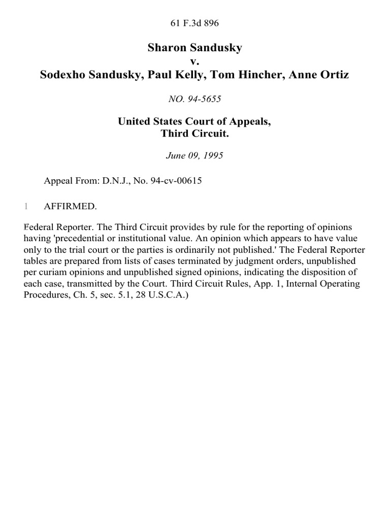 Sharon Sandusky v. Sodexho Sandusky, Paul Kelly, Tom Hincher, Anne ...