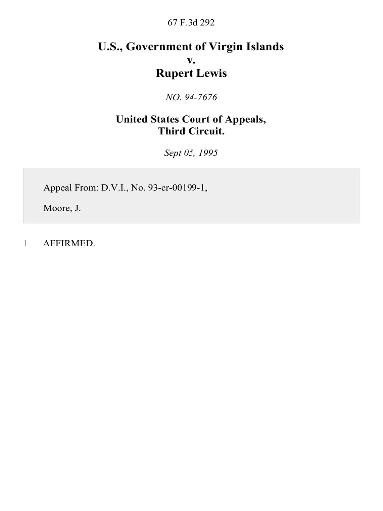 U.S., Government of Virgin Islands v. Rupert Lewis, 67 F.3d 292, 3rd ...