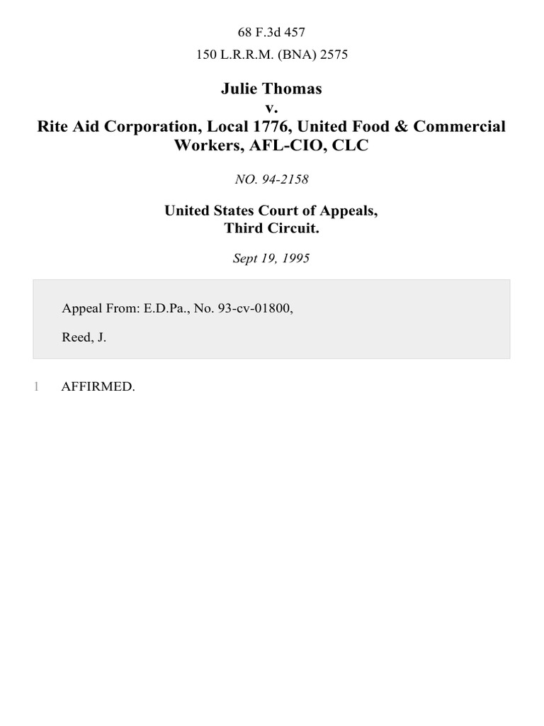 Julie Thomas v. Rite Aid Corporation, Local 1776, United Food ...