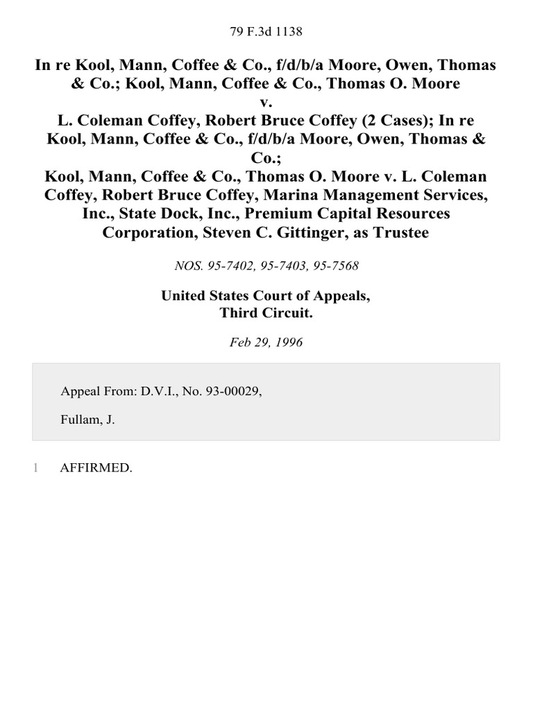 Legal Dispute: Kool, Mann, Coffee & Co. | PDF