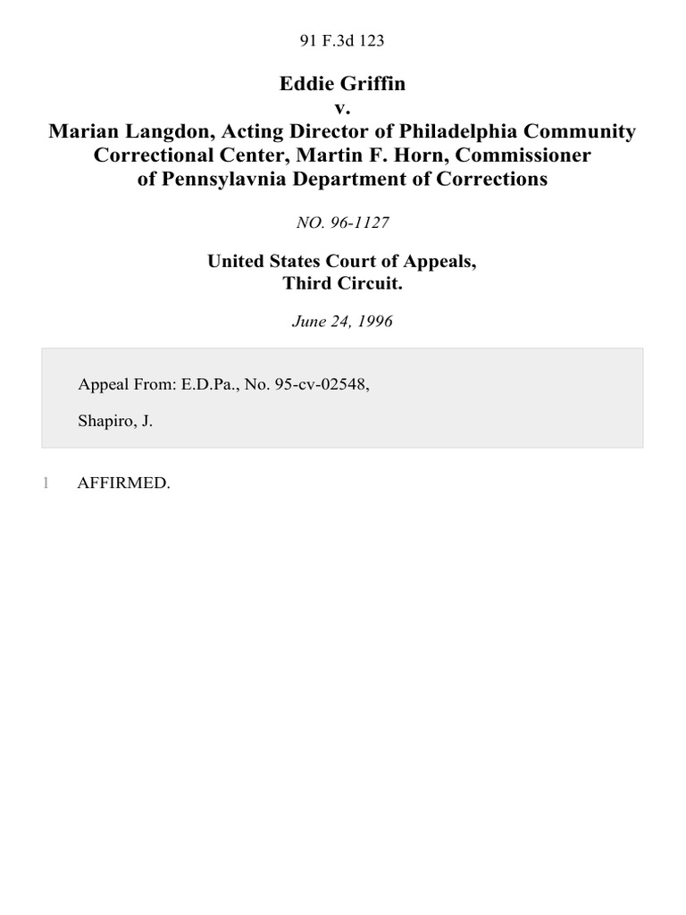 Eddie Griffin v. Marian Langdon, Acting Director of Philadelphia ...