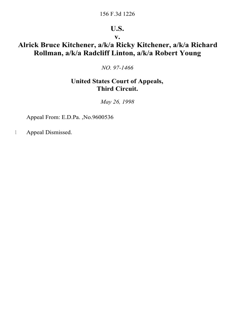 U.S. v. Alrick Bruce Kitchener, A/k/a Ricky Kitchener, A/k/a Richard ...