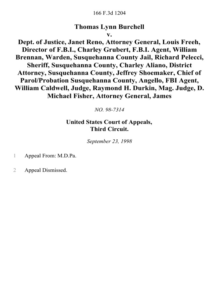 Thomas Lynn Burchell v. Dept. Of Justice, Janet Reno, Attorney General ...