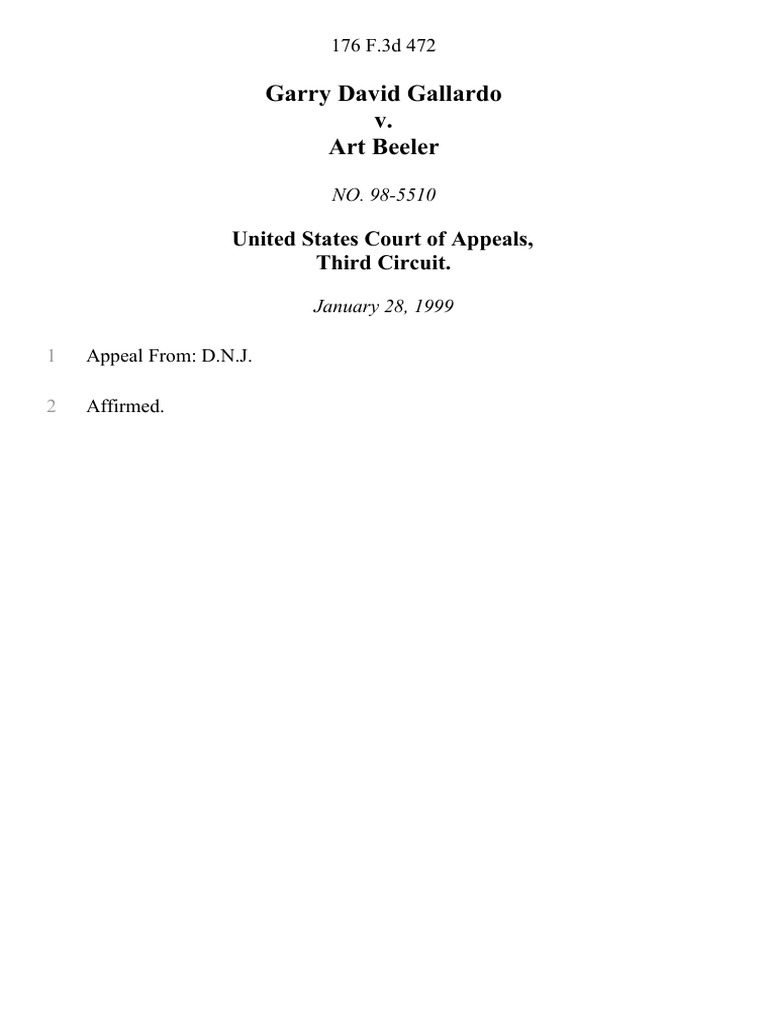 Garry David Gallardo v. Art Beeler, 176 F.3d 472, 3rd Cir. (1999) | PDF