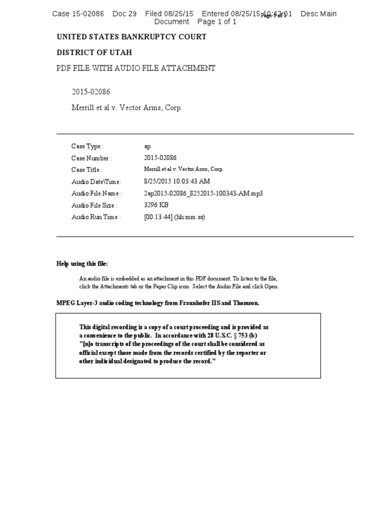 United States Bankruptcy Court District of Utah: Case Type: Ap Case ...