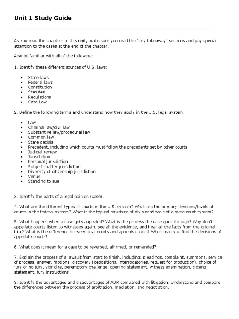 Unit 1 Study Guide | PDF