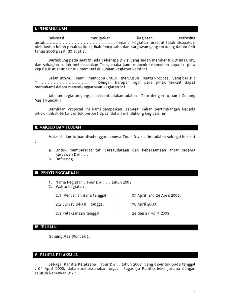 Contoh Proposal Tour | PDF | Bisnis