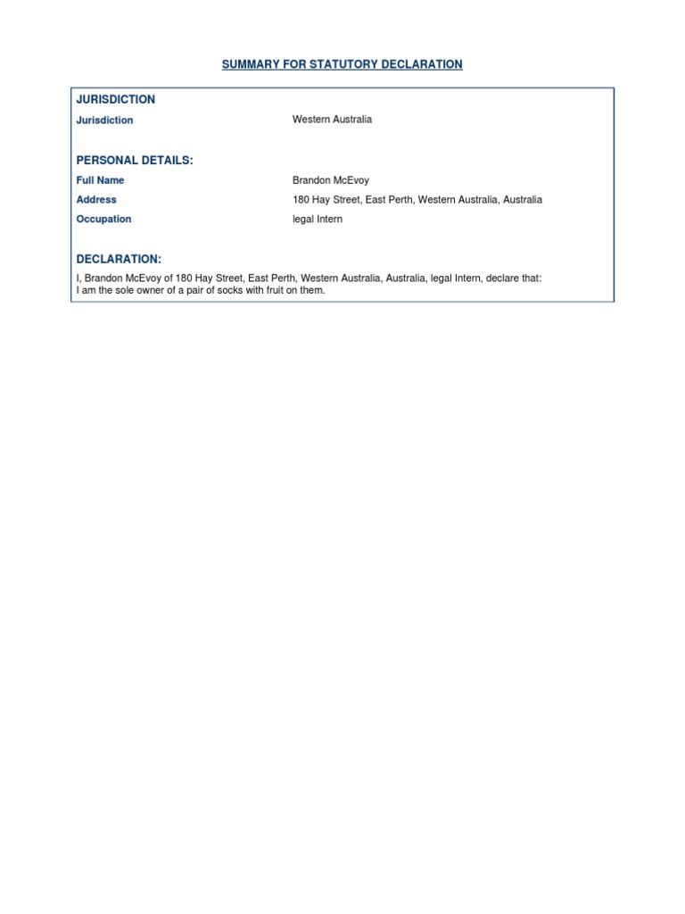 Stat Declaration - Law Central | PDF