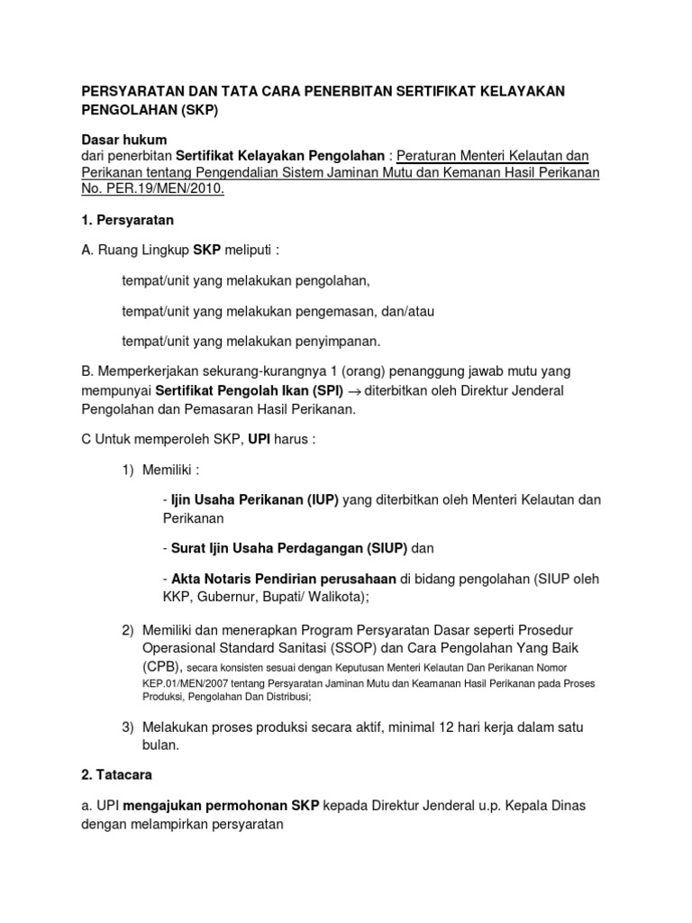 Surat Kelayakan Pengolahan | PDF