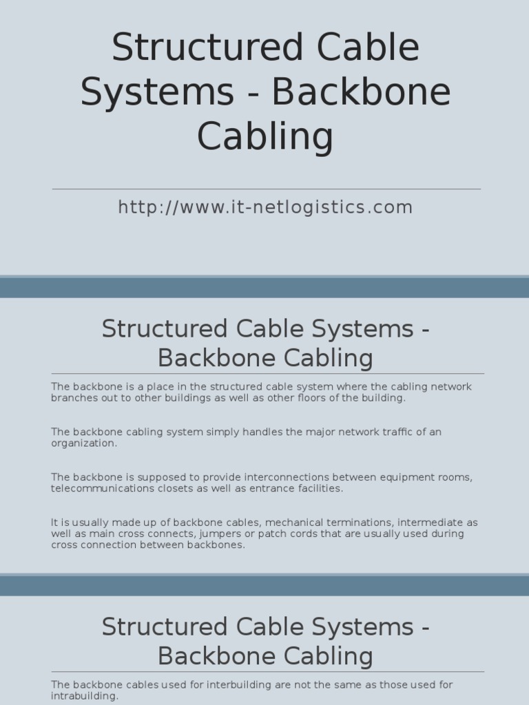Structured Cable Systems - Backbone Cabling | PDF | Science & Mathematics