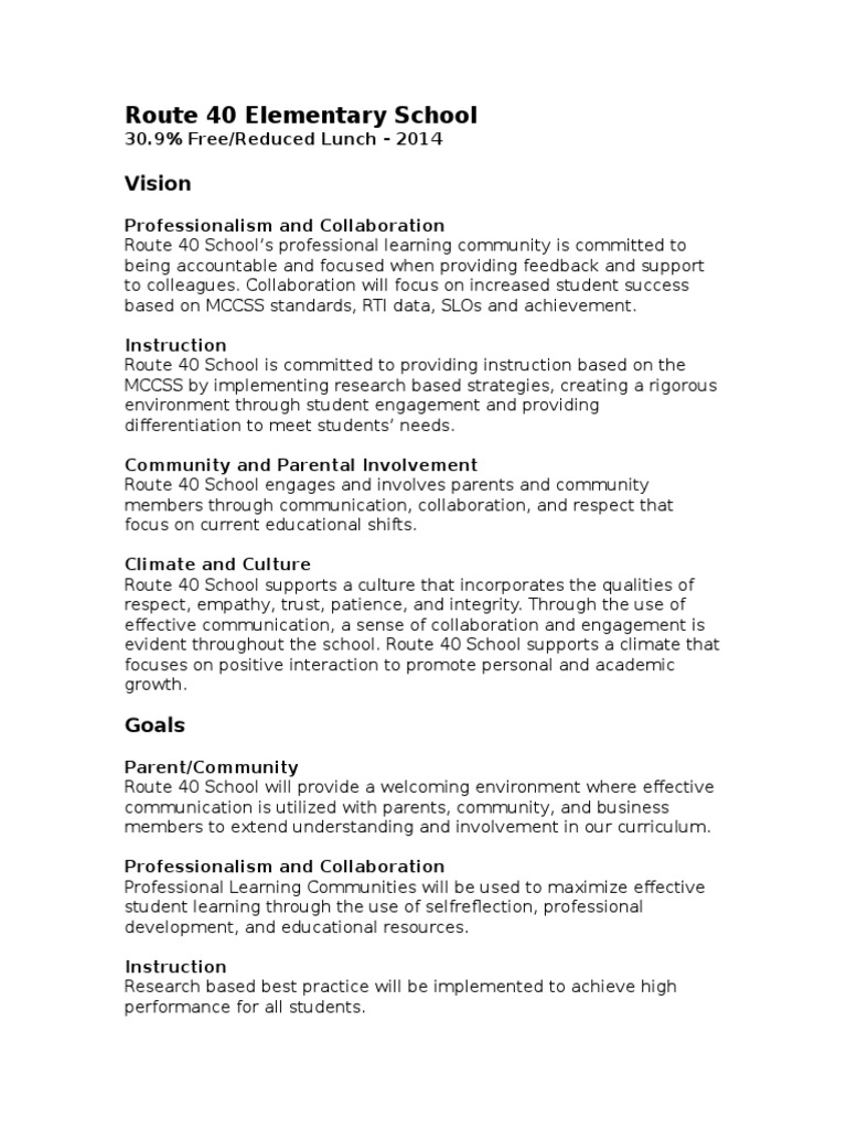 1b Vision Statements | PDF | Collaboration | Community