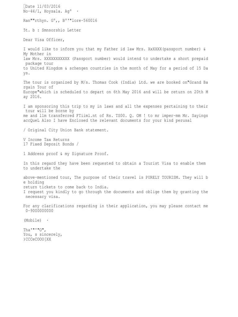 Sponsor Ship Letter | PDF | Travel