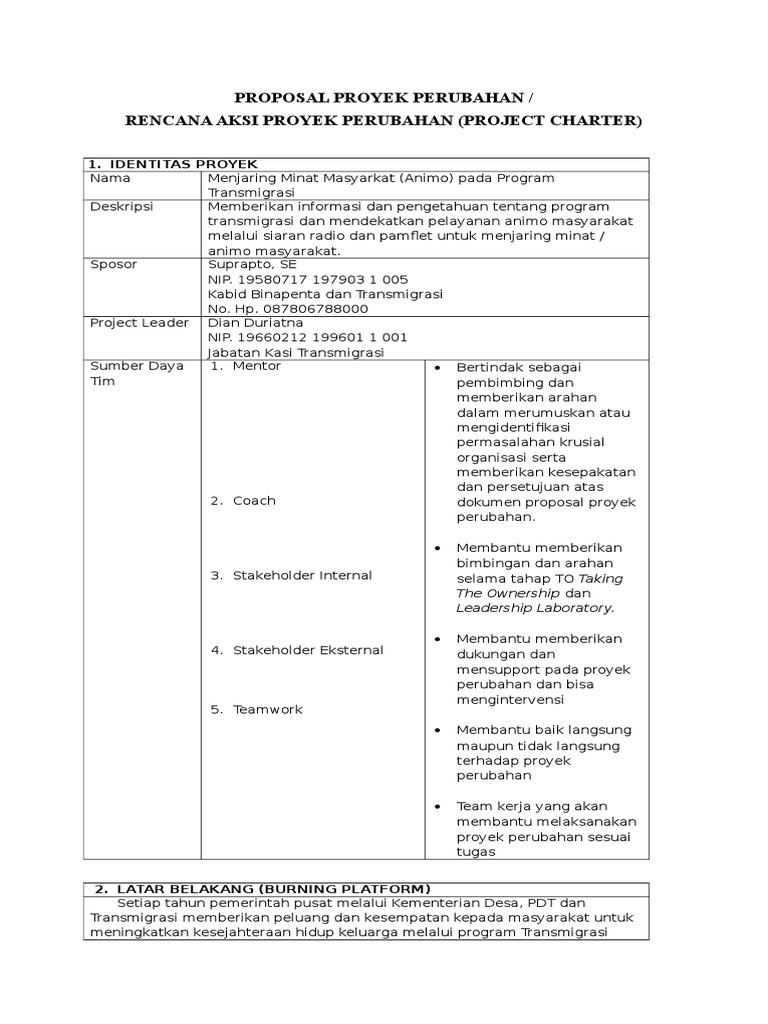 Rancangan Proposal Proyek Perubahan | PDF | Karier & Perkembangan
