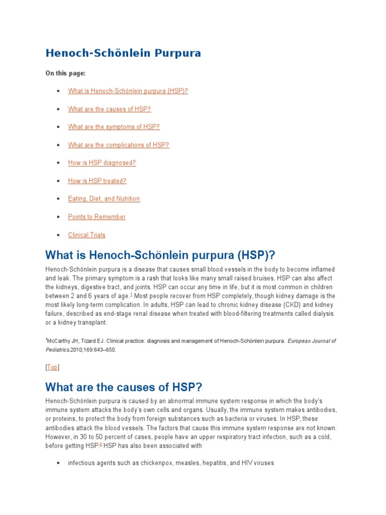 What Is Henoch-Schönlein Purpura (HSP) ? | PDF